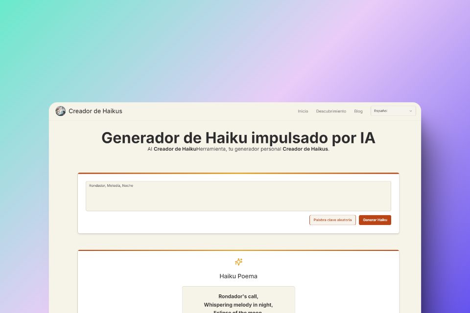 Generador de Haiku - Creador de Haiku AI Gratuito para Poemas Hermosos